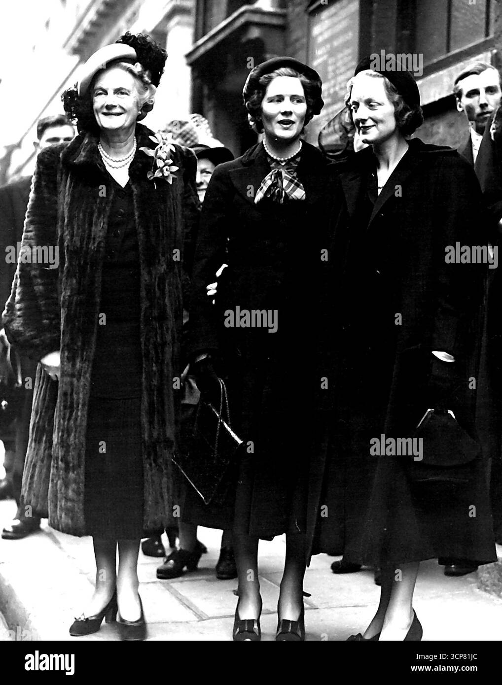 Nephew of Mr. Churchill Weds Mrs. Churchill (left), with her daughters ...
