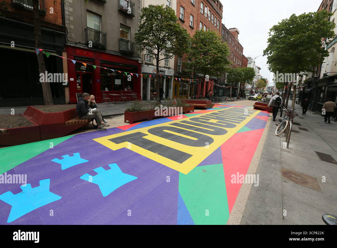 Dublin, Ireland - 24th September 2025 - A huge colourful sign with the ...