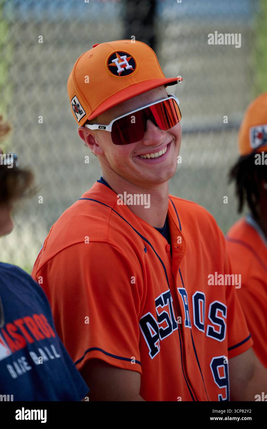 Houston Astros Xavier Neyens (9) in the dugout during an MiLB Florida ...