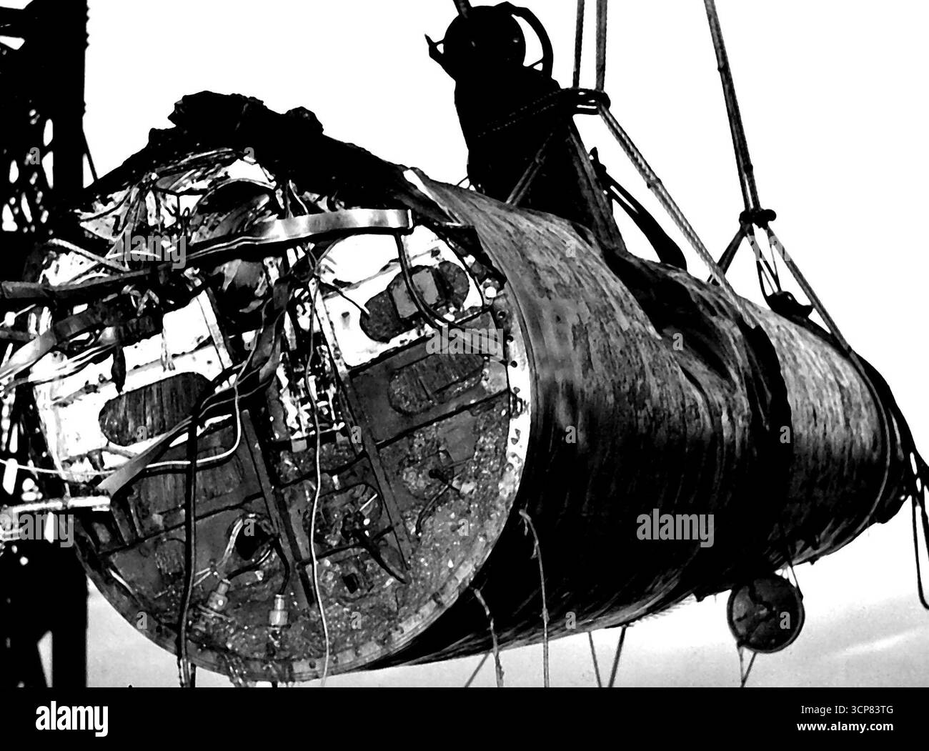 The stern of the Japanese submarine showing the extensive damage caused ...