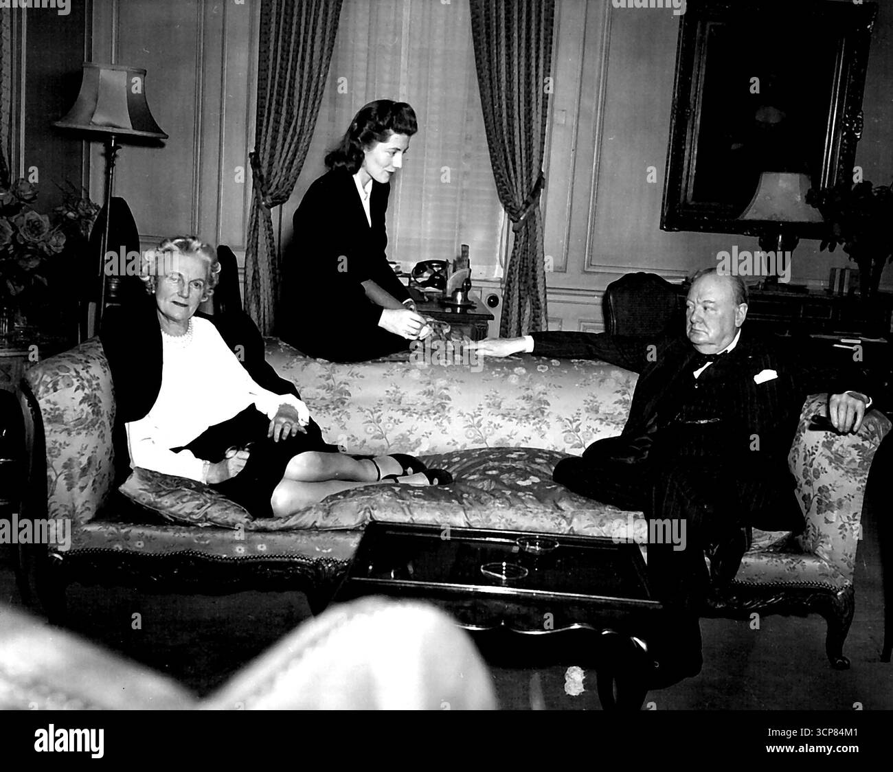 Churchills Relax -- Winston Churchill, the former Prime Minister of Great Britain, his wife and ...