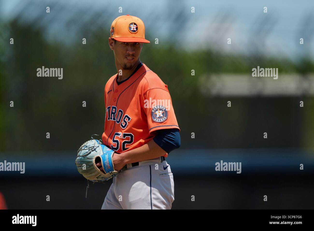 Houston Astros pitcher Jose Serrano (52) during an MiLB Florida Bridge ...