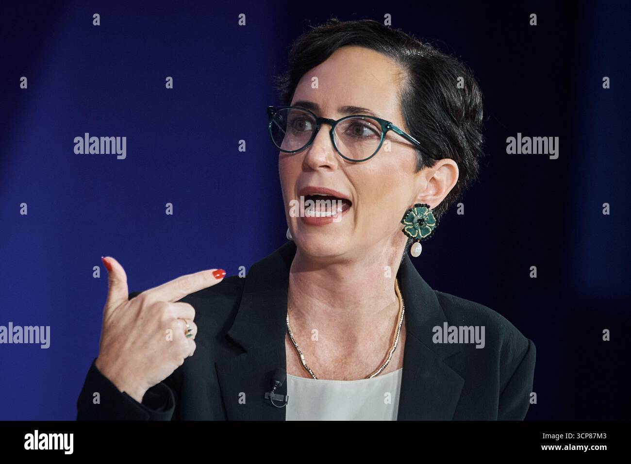 Kate Warren from Devex speaks during the Concordia Annual Summit in New ...