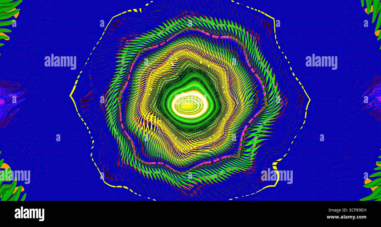 Colorful abstract artwork features concentric circles with swirling ...
