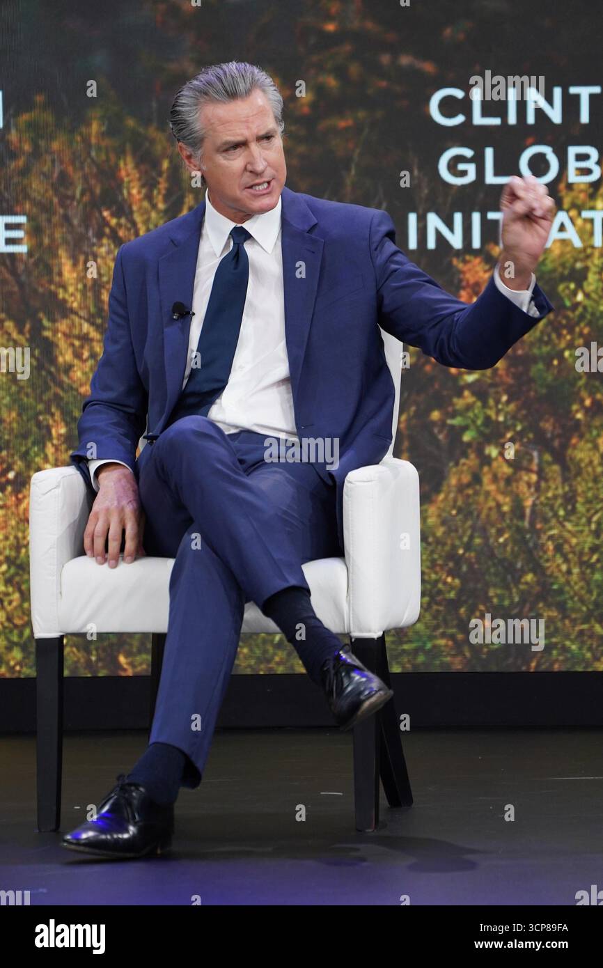 Gavin Newsom on stage for Clinton Global Initiative 2025 Annual Meeting ...