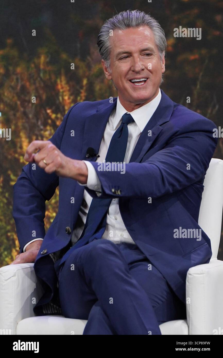 Gavin Newsom on stage for Clinton Global Initiative 2025 Annual Meeting ...