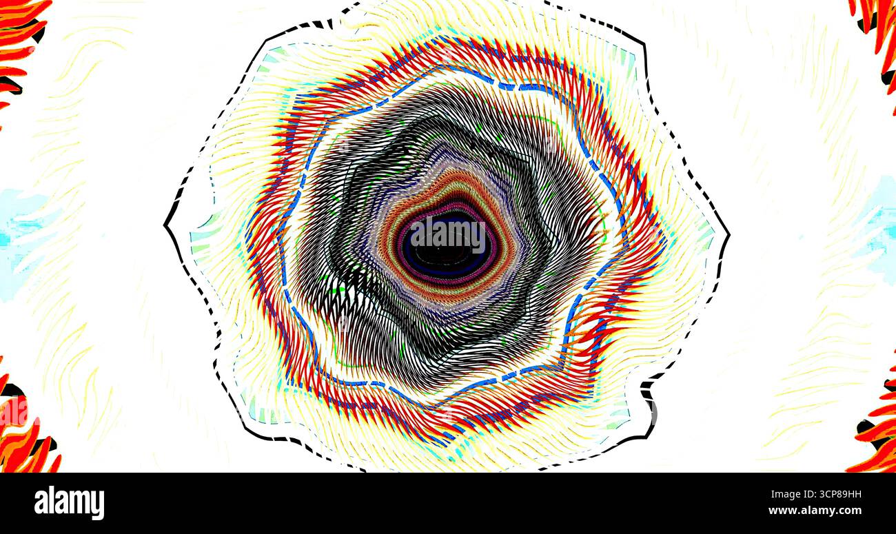 Bright, swirling patterns create an abstract spiral design. The image ...