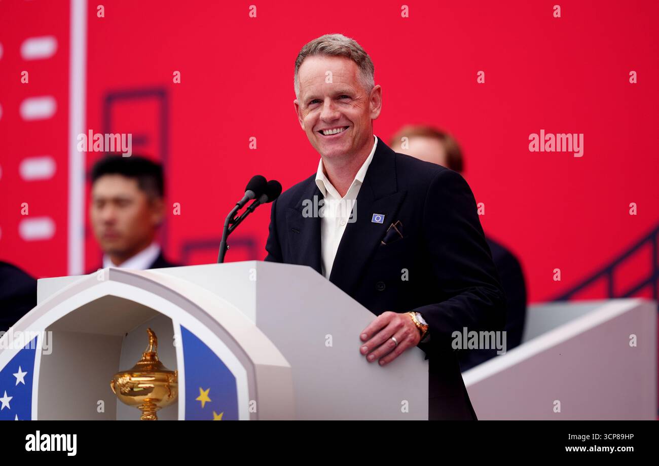 Team Europe Captain Luke Donald during the opening ceremony for the ...