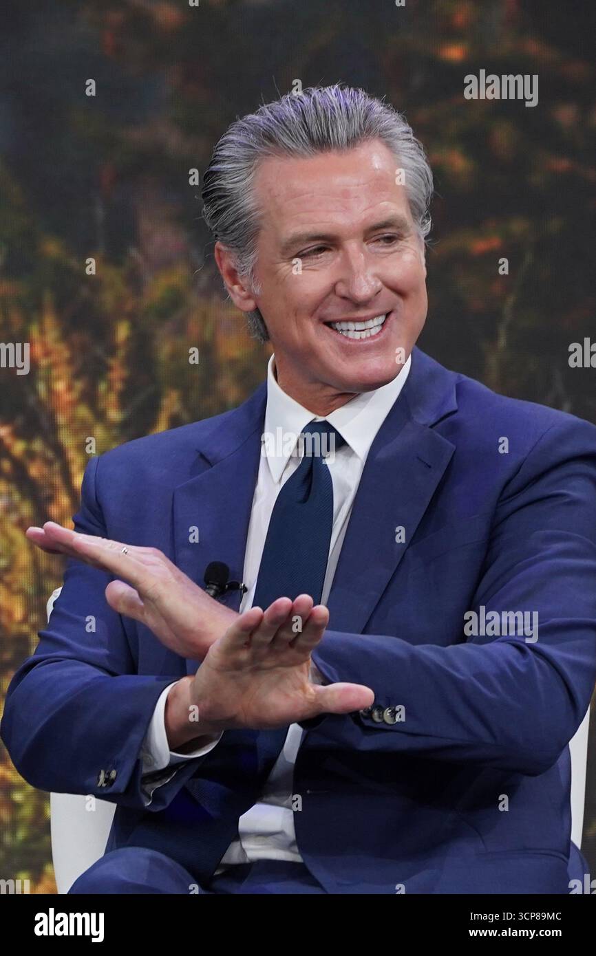 Gavin Newsom on stage for Clinton Global Initiative 2025 Annual Meeting ...