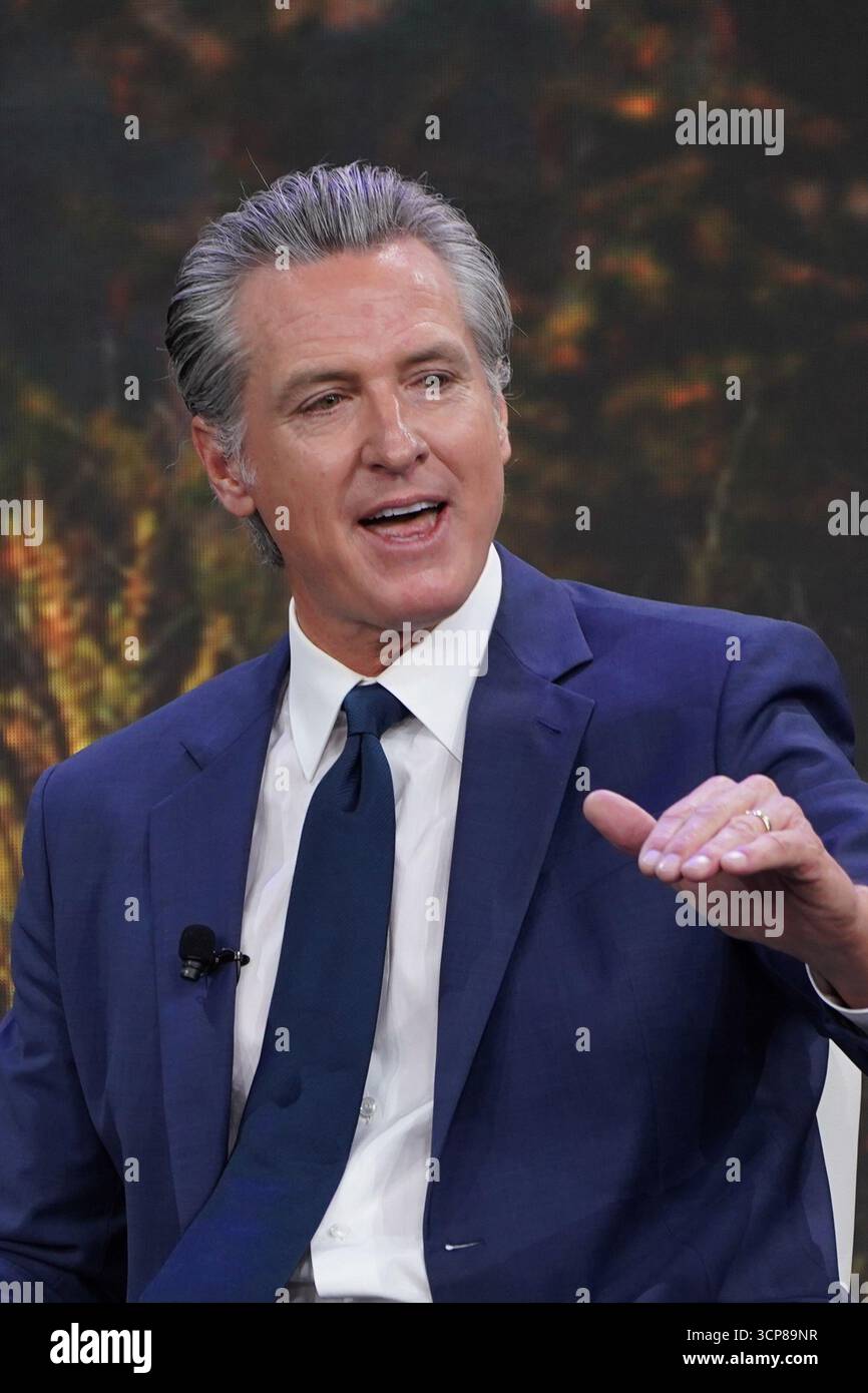 Gavin Newsom on stage for Clinton Global Initiative 2025 Annual Meeting ...