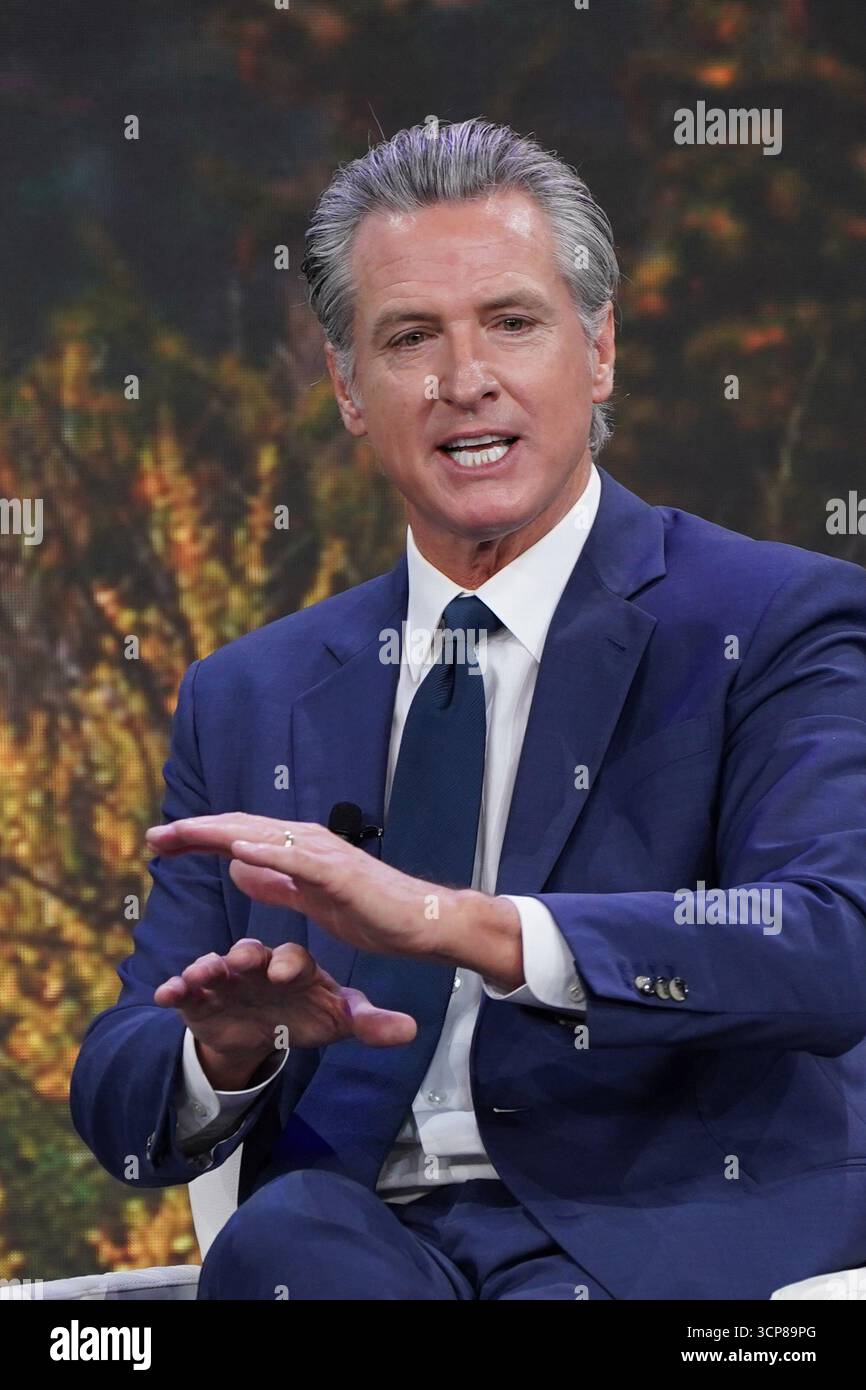 Gavin Newsom on stage for Clinton Global Initiative 2025 Annual Meeting ...