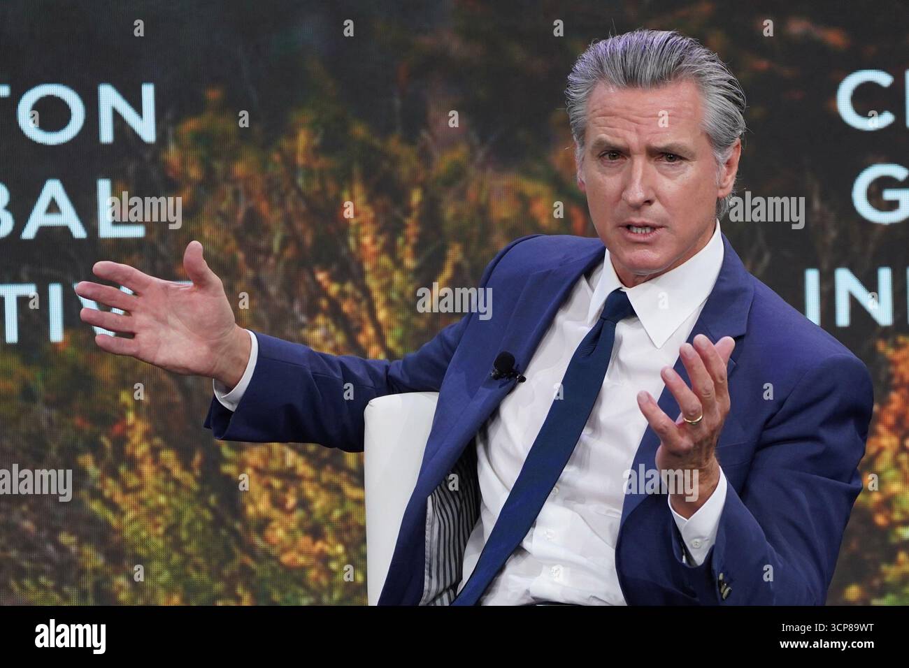 Gavin Newsom on stage for Clinton Global Initiative 2025 Annual Meeting ...
