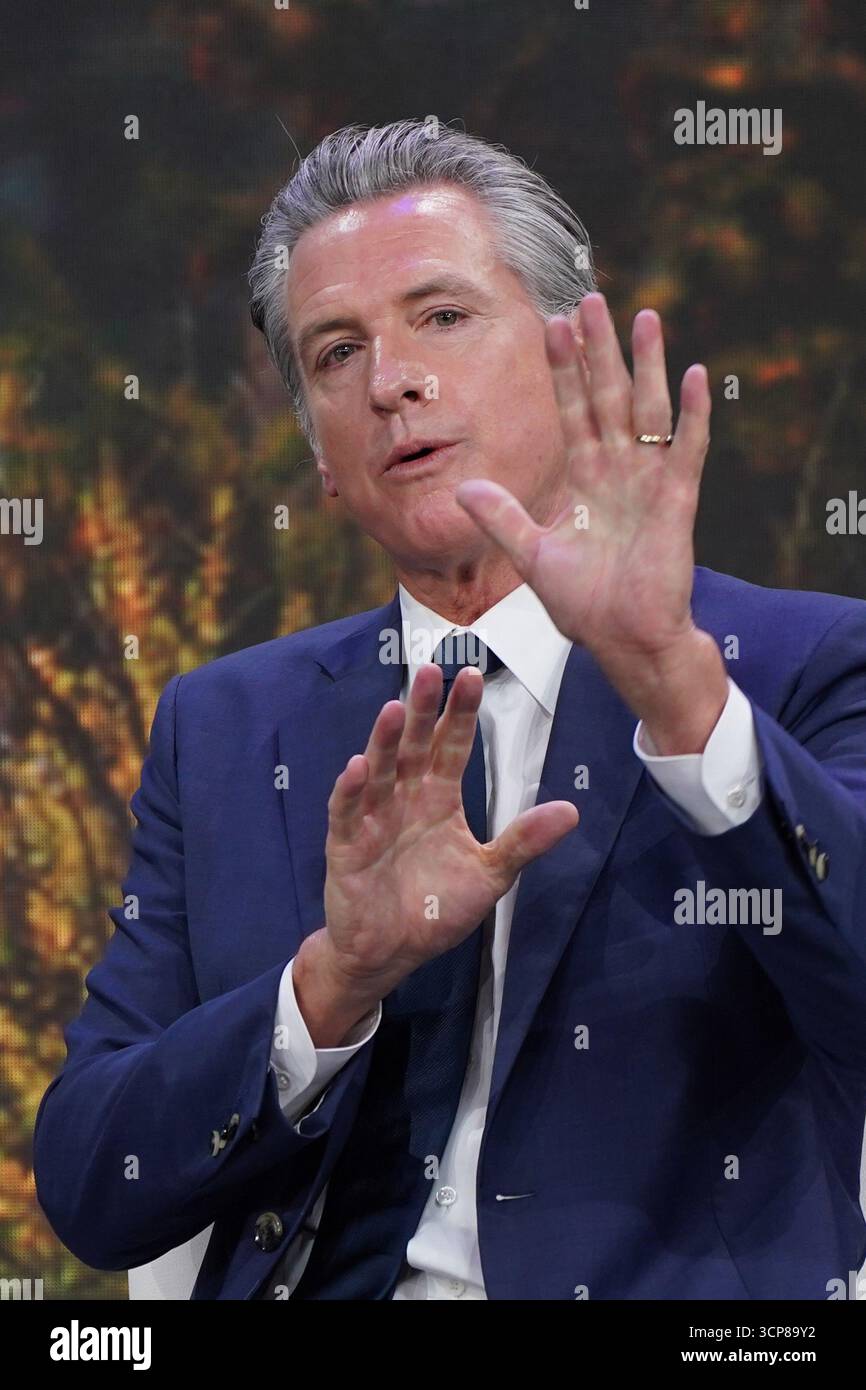 Gavin Newsom on stage for Clinton Global Initiative 2025 Annual Meeting ...