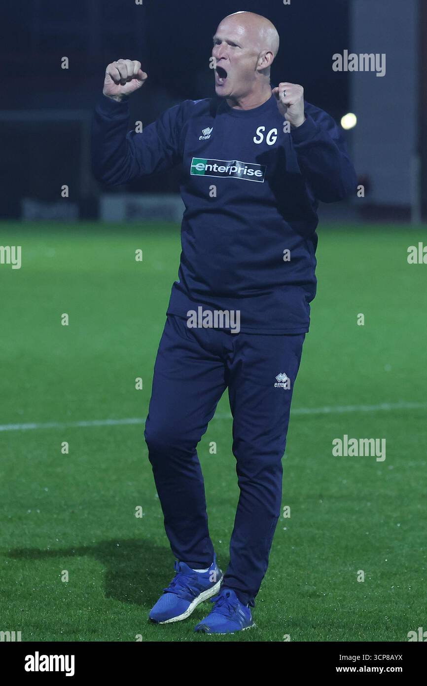 Hartlepool United manager Simon Grayson celebrates after their 1-0 win ...