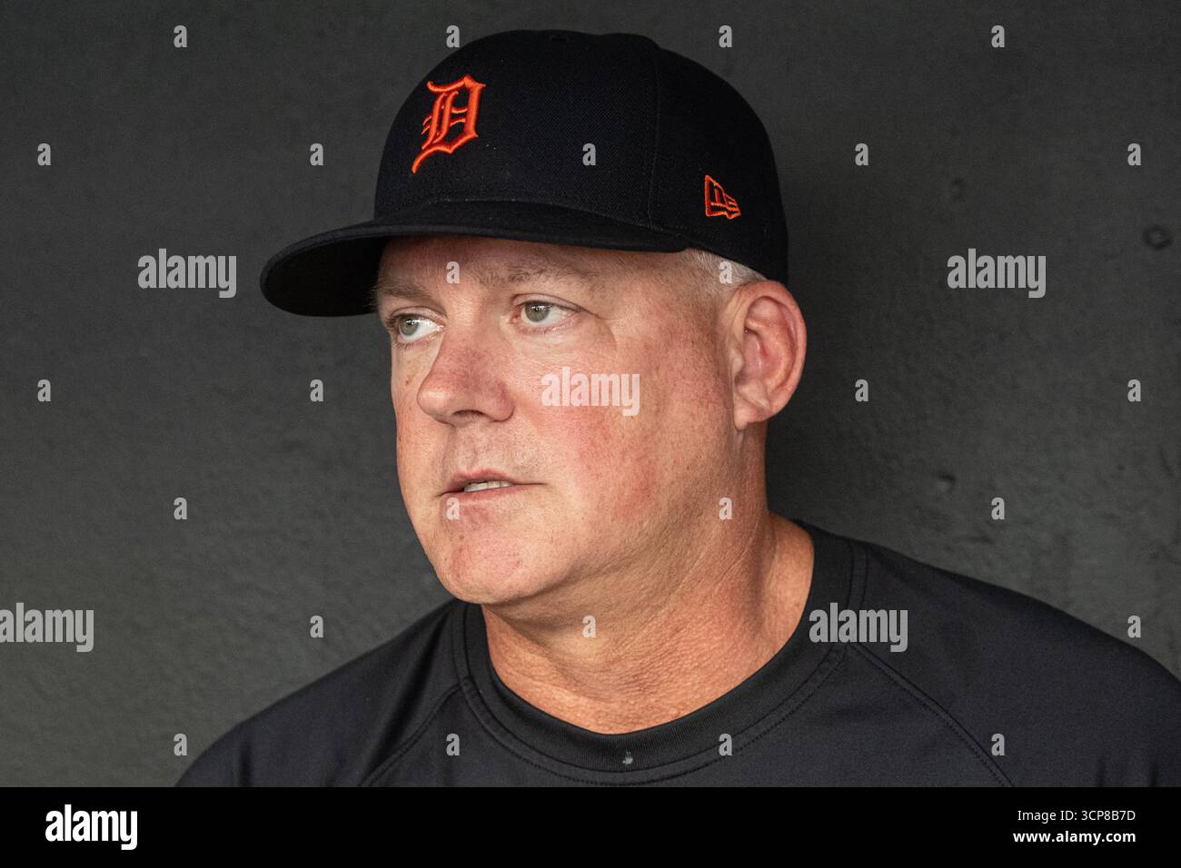 Detroit Tigers manager A.J. Hinch speaks with reporters before a ...