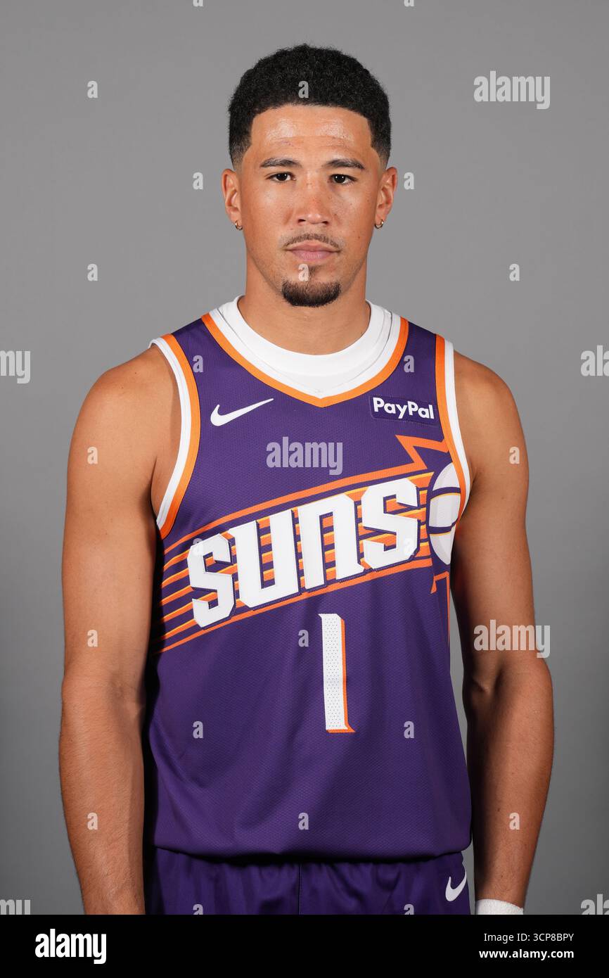 Phoenix Suns guard Devin Booker (1) poses during the NBA basketball ...