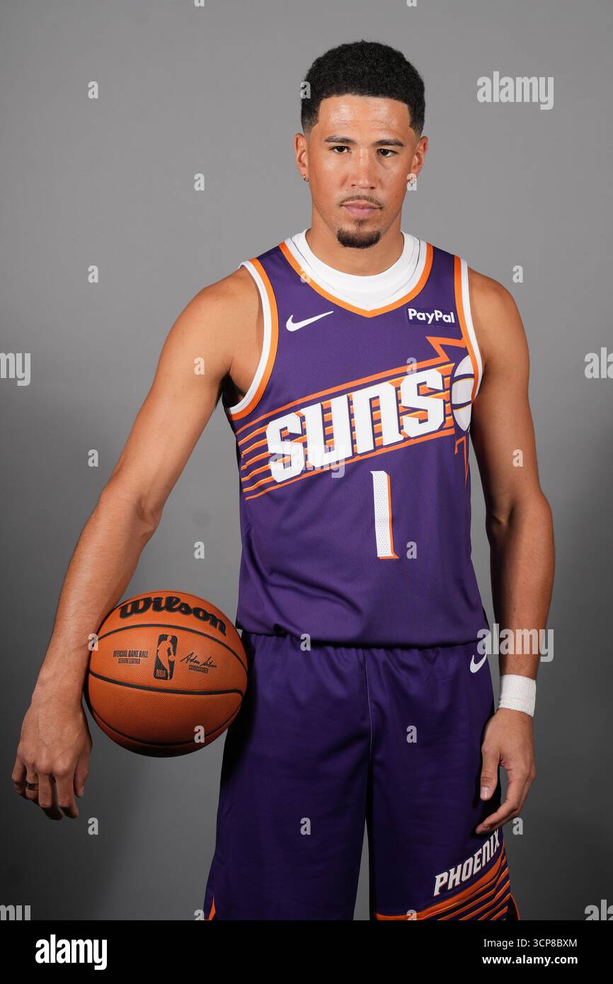 Phoenix Suns guard Devin Booker (1) poses during the NBA basketball ...
