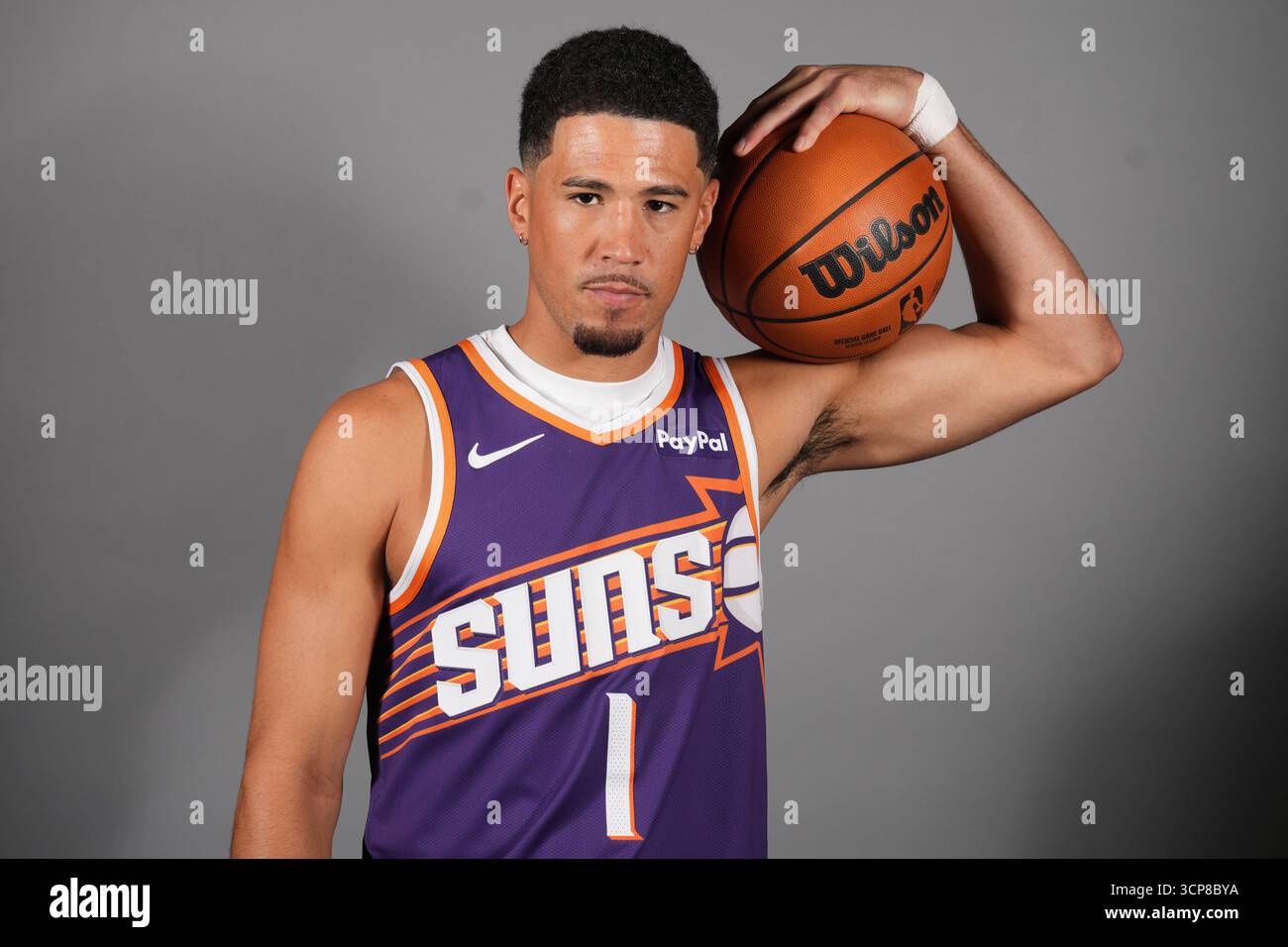 Phoenix Suns guard Devin Booker (1) poses during the NBA basketball ...
