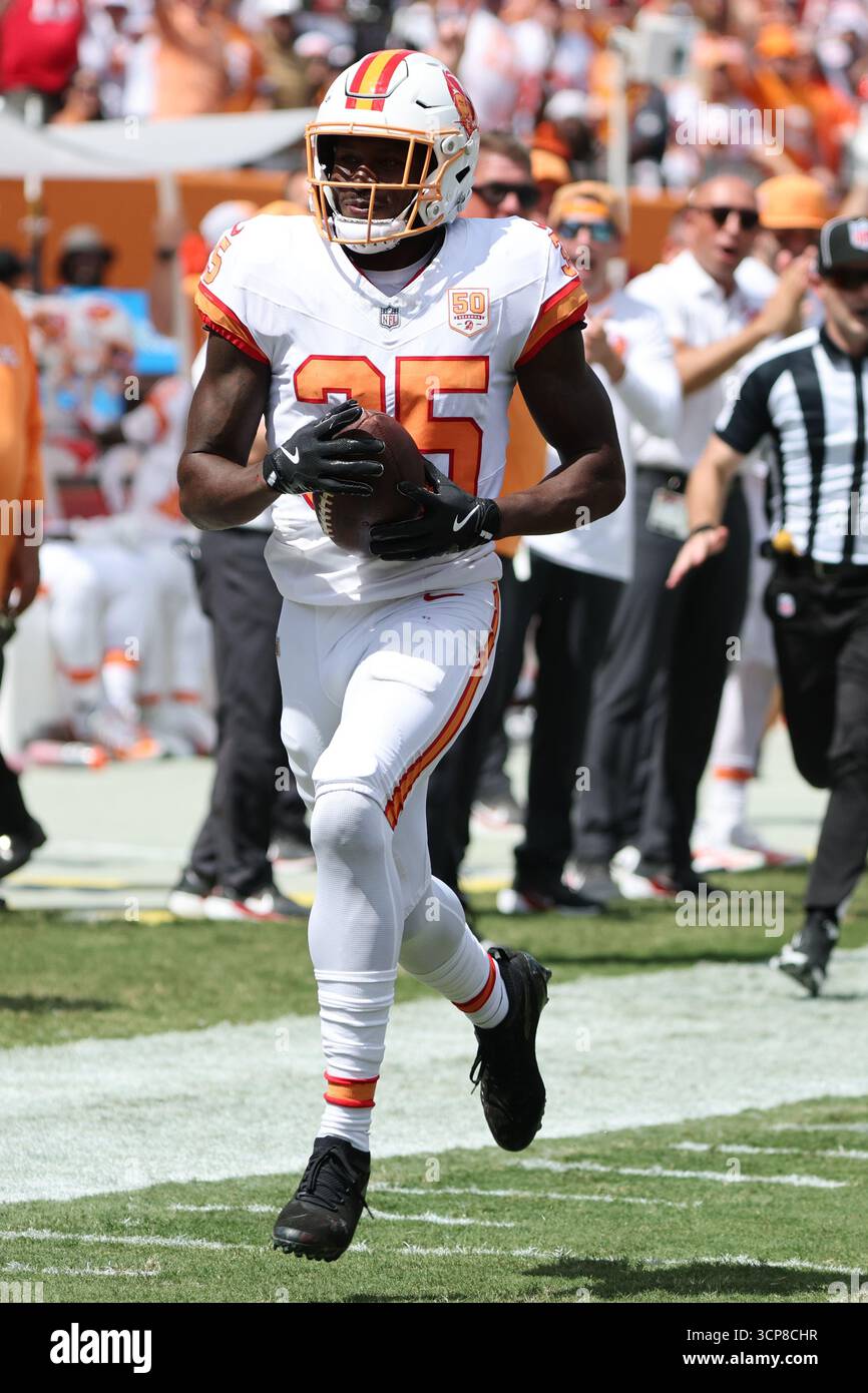 Tampa Bay Buccaneers cornerback Jamel Dean (35) returns an interception ...