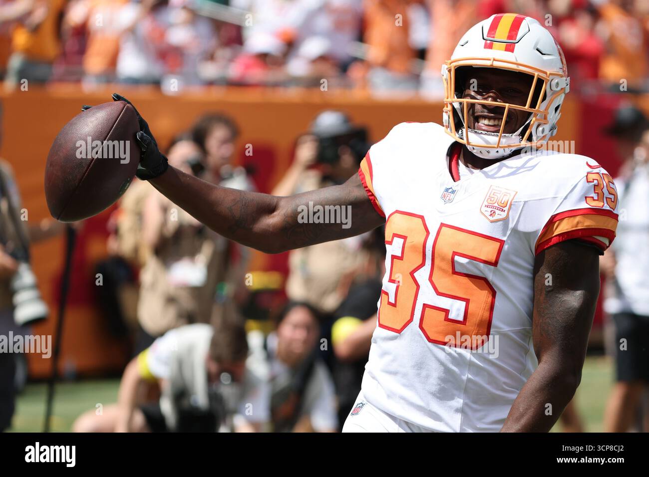 Tampa Bay Buccaneers cornerback Jamel Dean (35) celebrates an ...