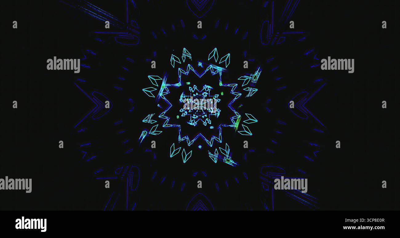 A vibrant abstract design features glowing geometric patterns and ...