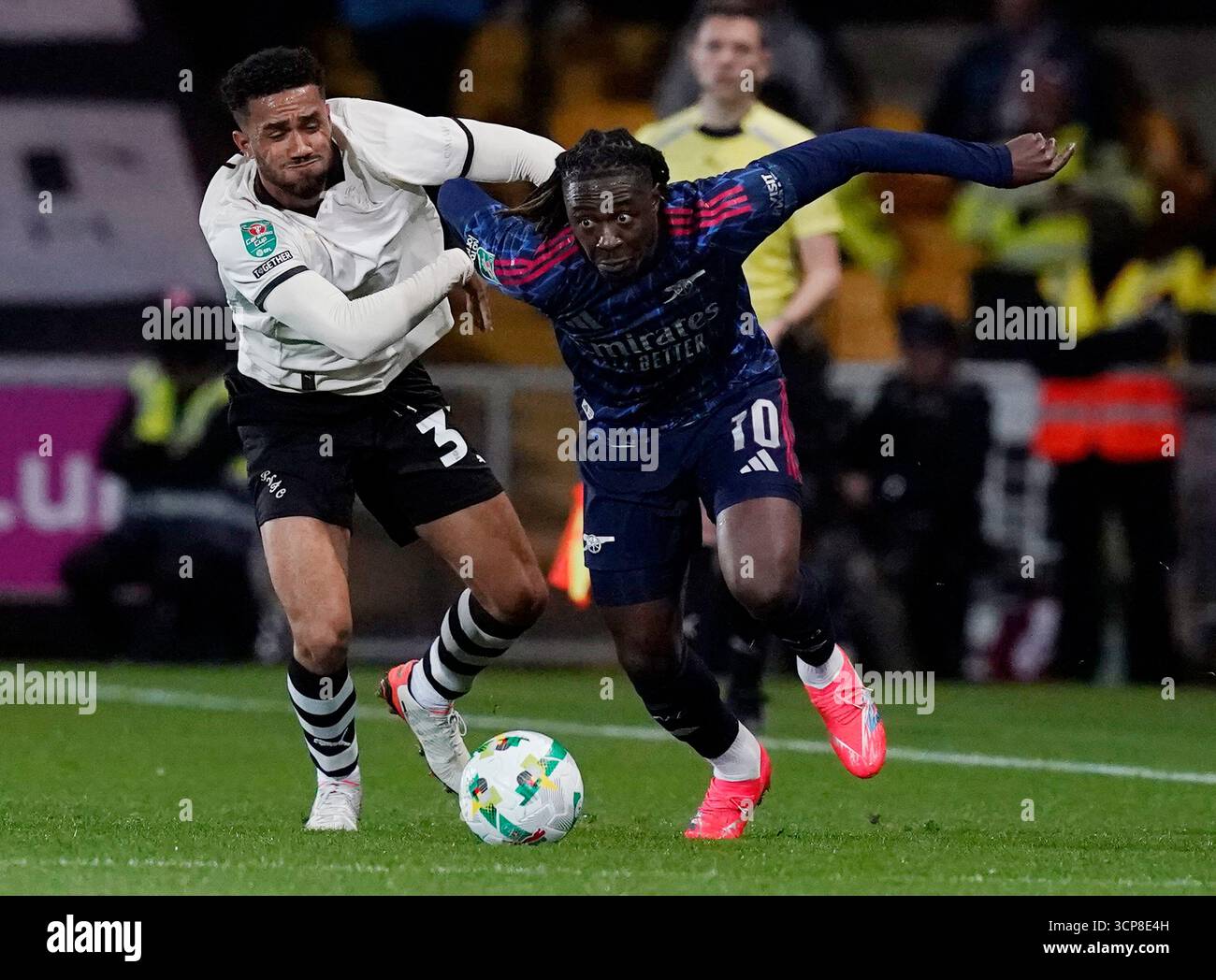Burslem, England, 24th September 2025. Eberechi Eze of Arsenal (R) is ...