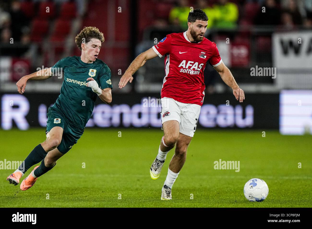 ALKMAAR - (L-R) Jan Faberski of PEC Zwolle, Mees de Wit of AZ Alkmaar ...