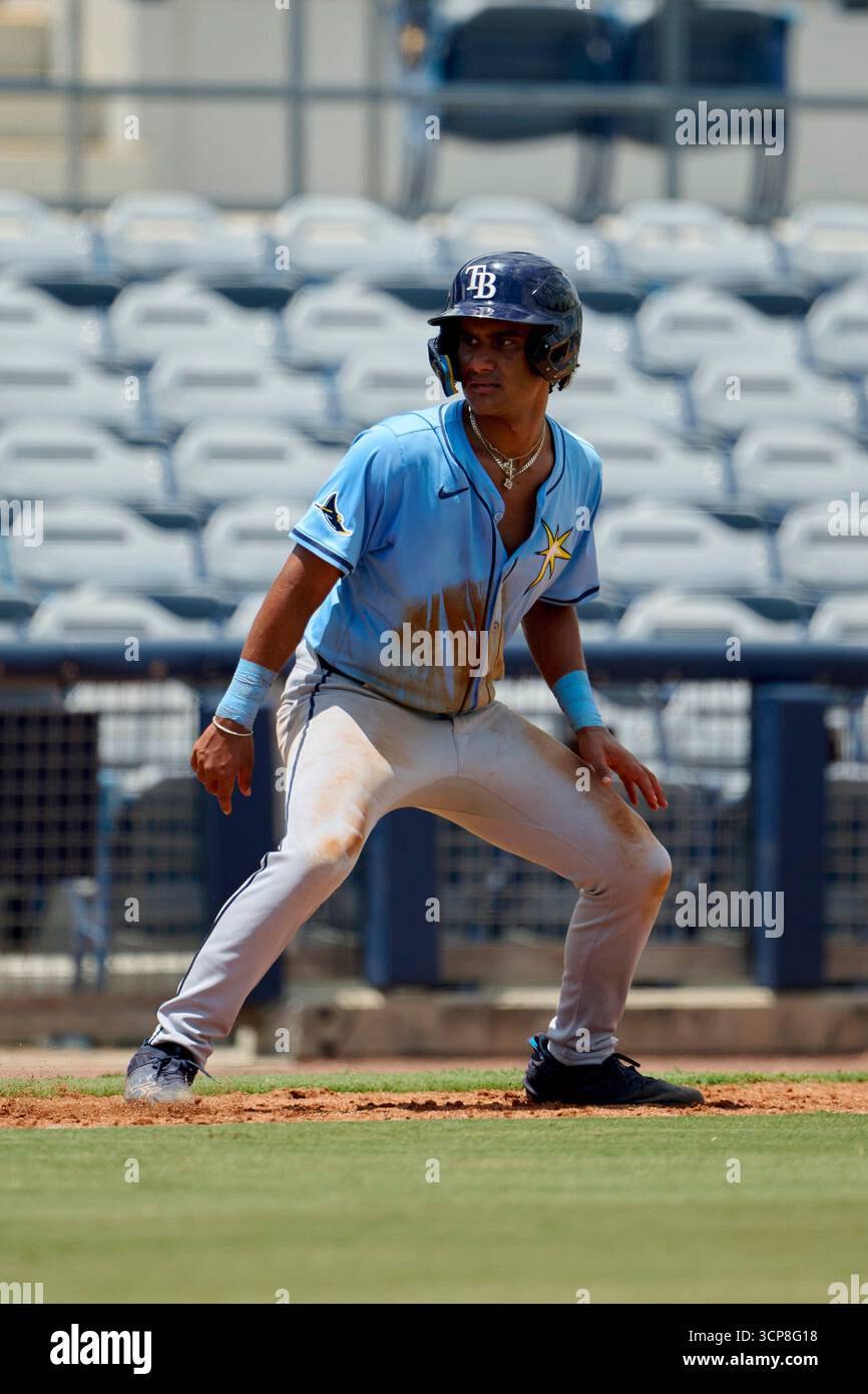 Tampa Bay Rays Dean Moss (19) leads off third base during an MiLB ...