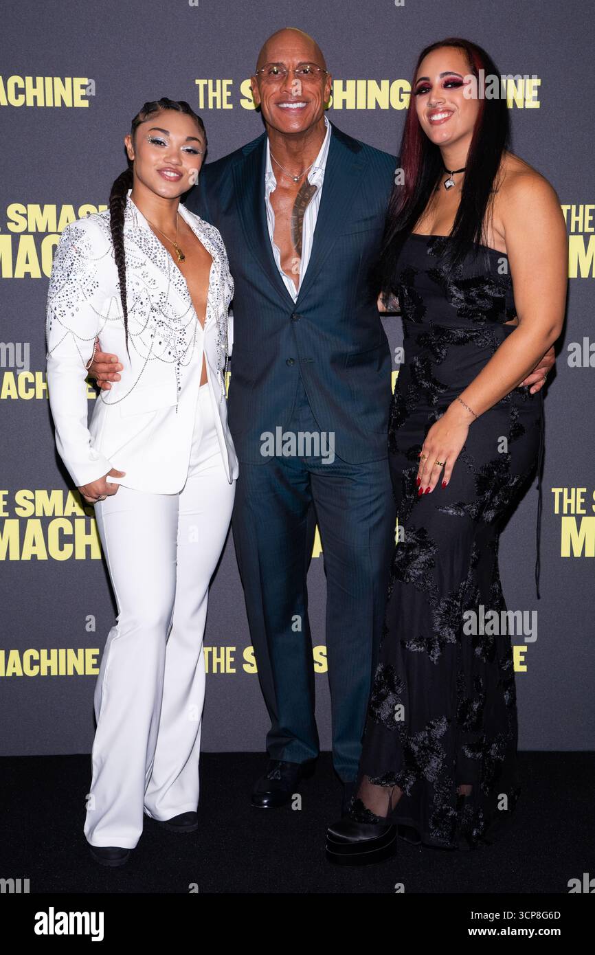 Tatyanna Dumas, from left, Dwayne Johnson and Ava Raine pose for ...