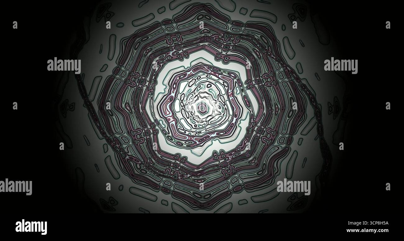 A mesmerizing circular pattern reveals complex shapes and smooth ...