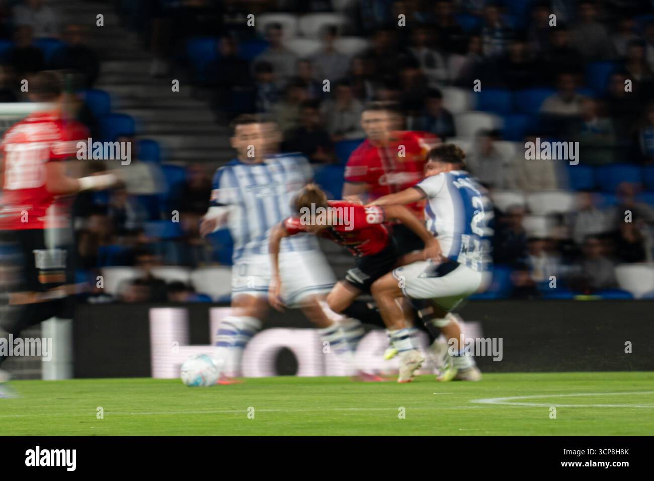 Pablo Torre (N20) dribbles Real Sociedad players in fast speed during ...