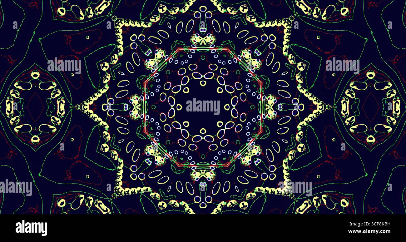 A detailed geometric pattern featuring vibrant colors and intricate ...