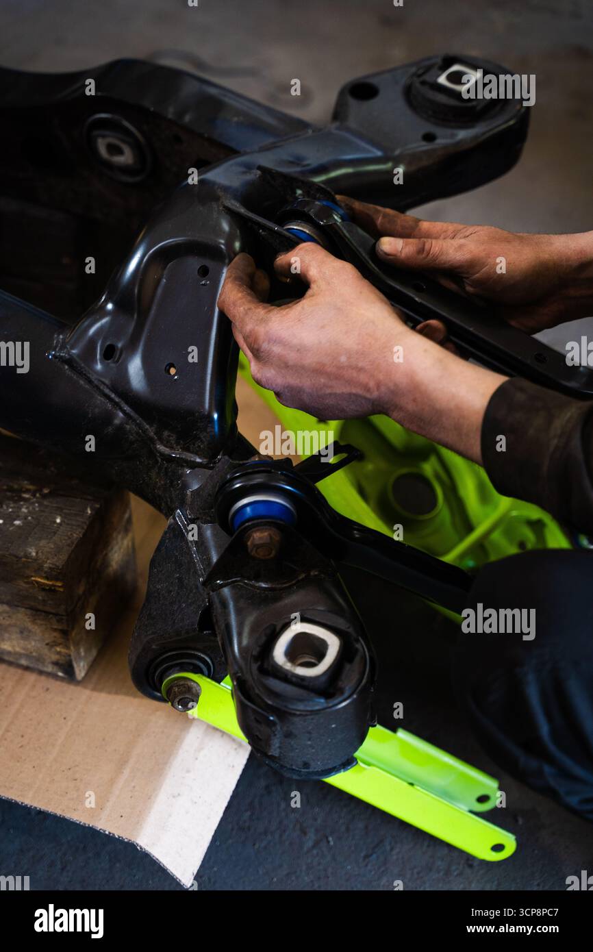 Control arms with polyurethane bushings installing process on drift car ...