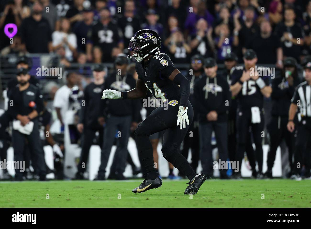 Baltimore Ravens safety Malaki Starks in action during the first half ...