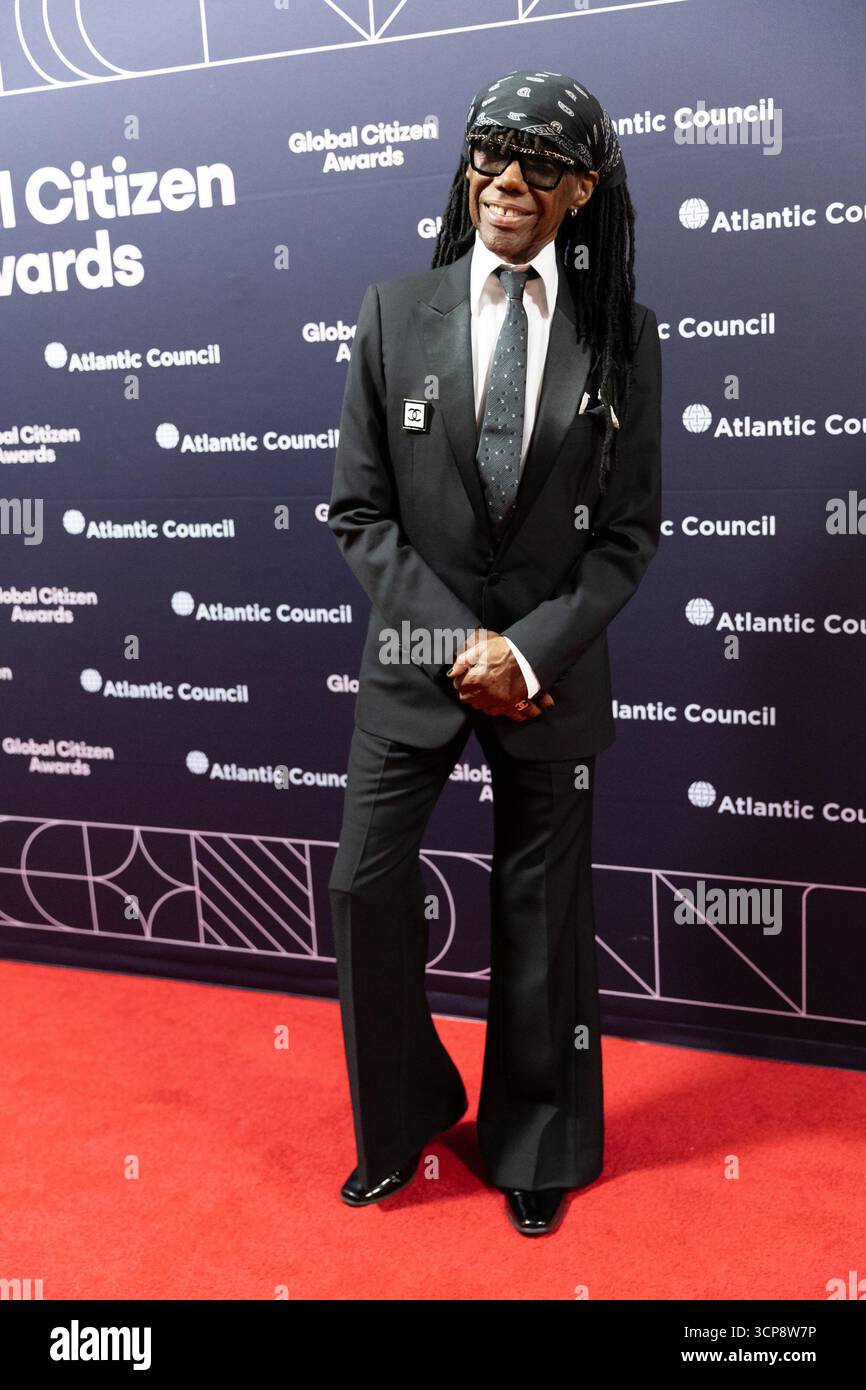 Nile Rodgers arrives at the Global Citizen Awards, Wednesday, Sept. 24 ...