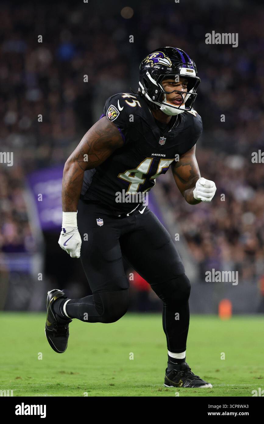 Baltimore Ravens linebacker Mike Green (45) in action during the first ...