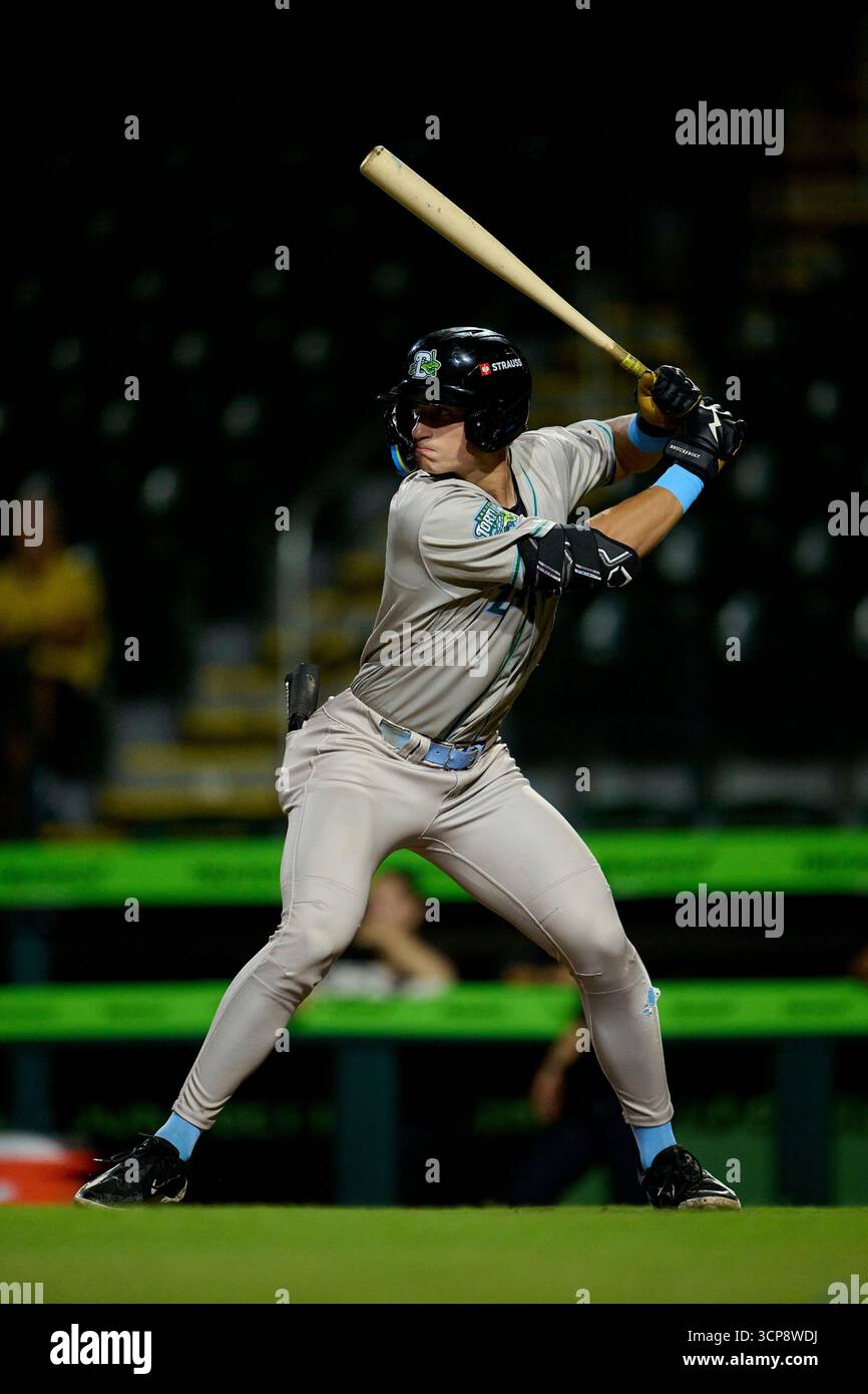 Daytona Tortugas Tyson Lewis (1) bats during an MiLB Florida State ...