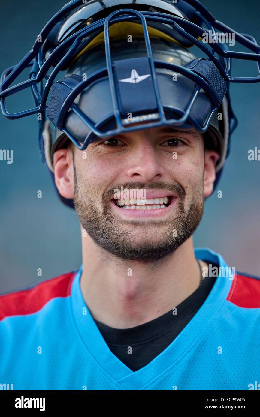 Jacksonville Jumbo Shrimp catcher Joe Mack (8) before an MiLB ...