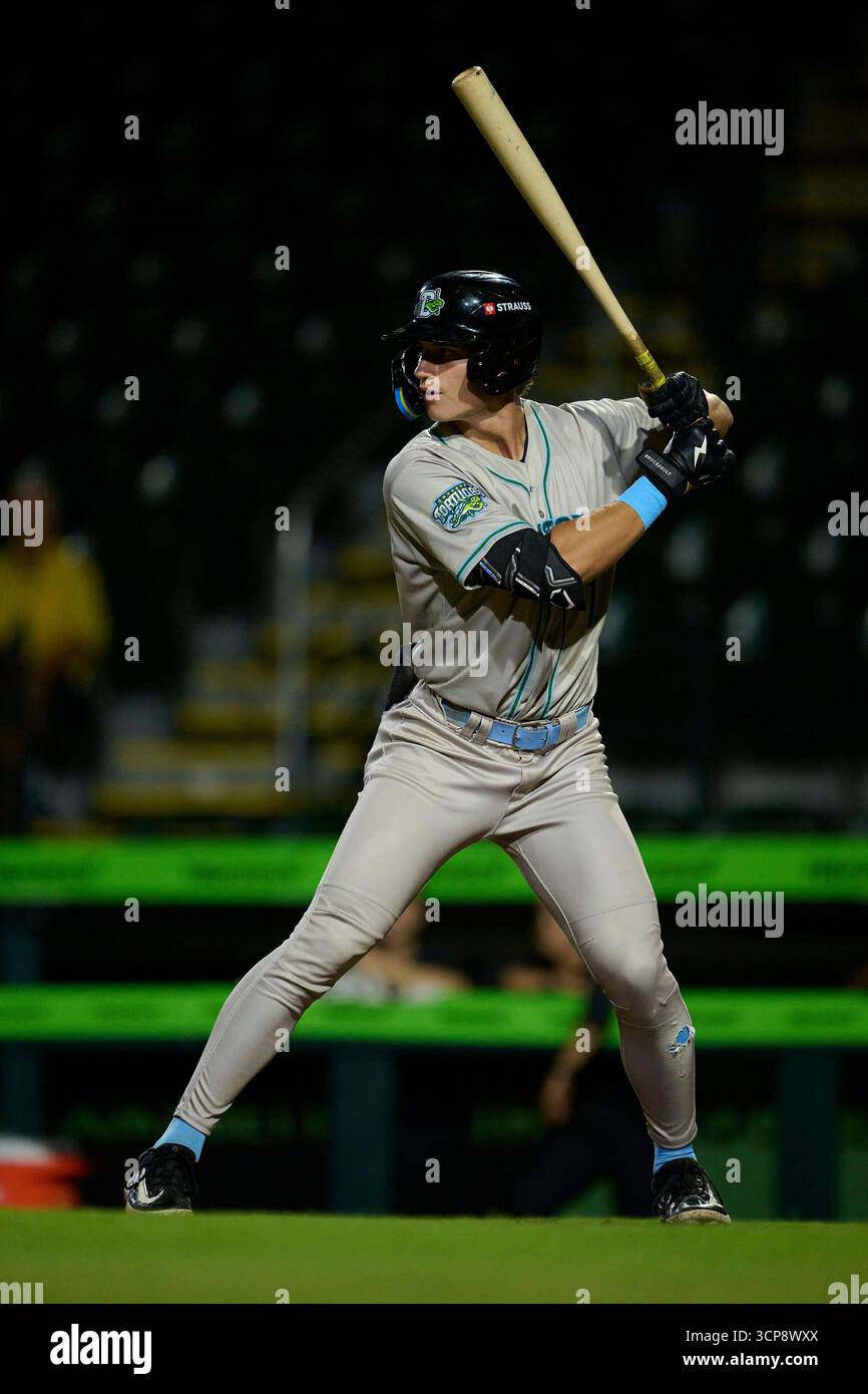 Daytona Tortugas Tyson Lewis (1) bats during an MiLB Florida State ...