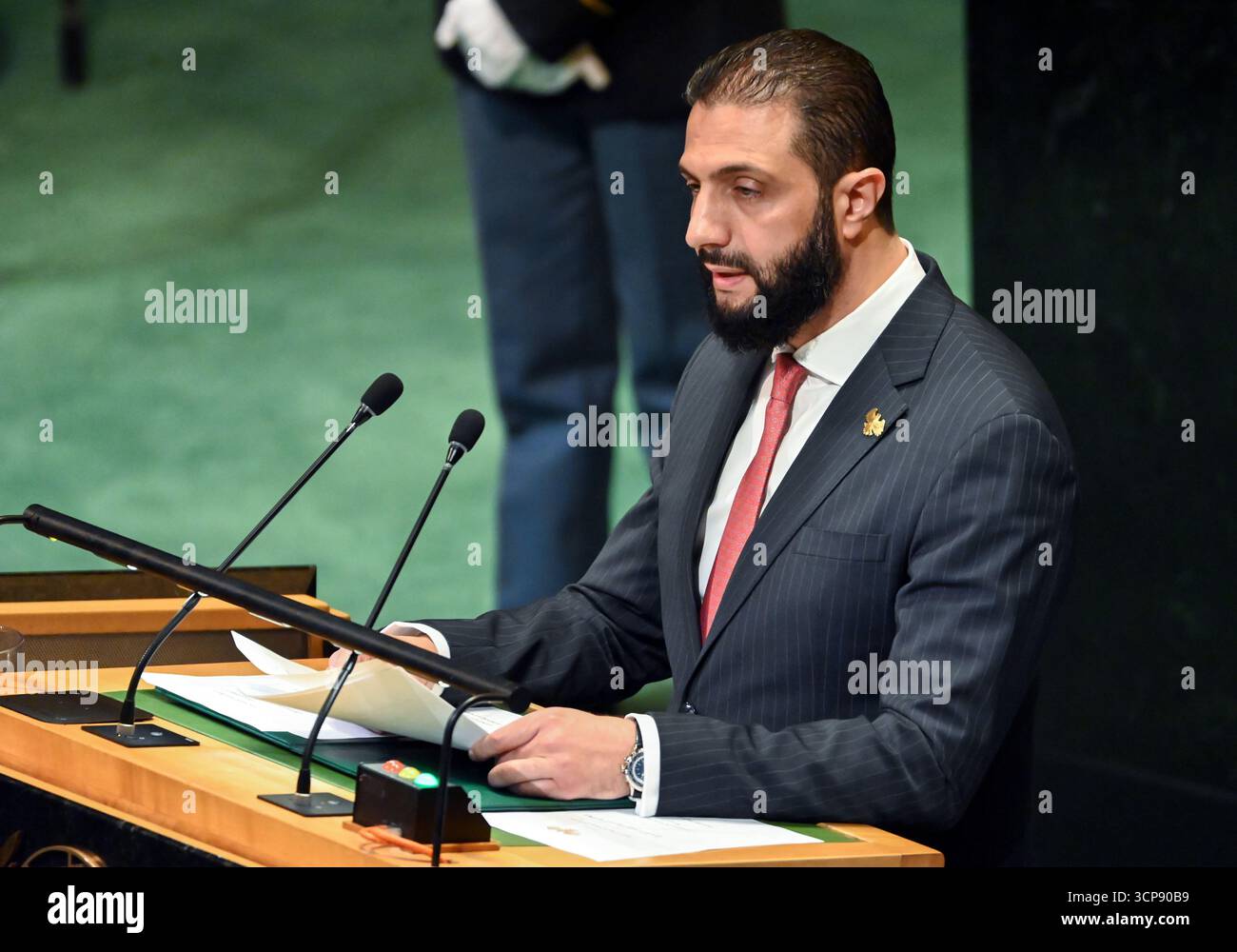 President Ahmad Al-Sharaa of the Syrian Arab Republic addresses the United Nations General ...