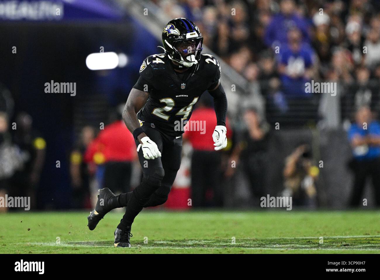 Baltimore Ravens safety Malaki Starks (24) in action during the second ...