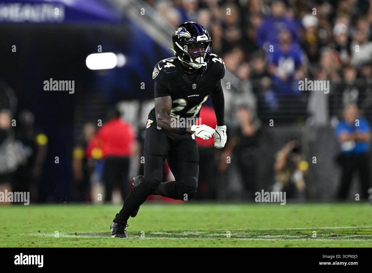 Baltimore Ravens safety Malaki Starks (24) in action during the second ...
