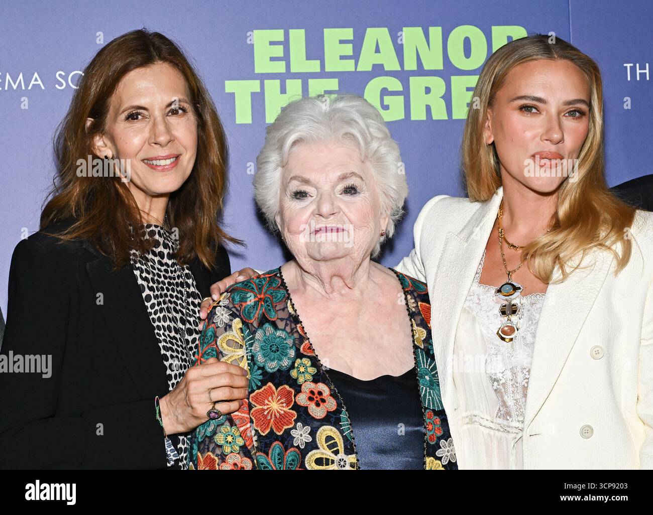 Jessica Hecht, left, June Squibb and Scarlett Johansson attend the ...