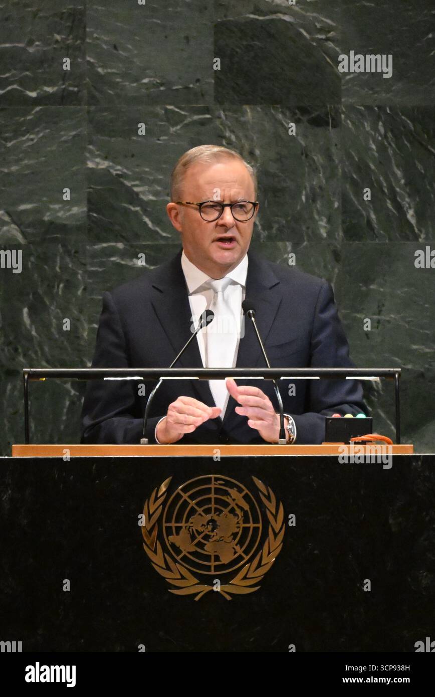 Australian Prime Minister Anthony Albanese addresses the 80th session ...