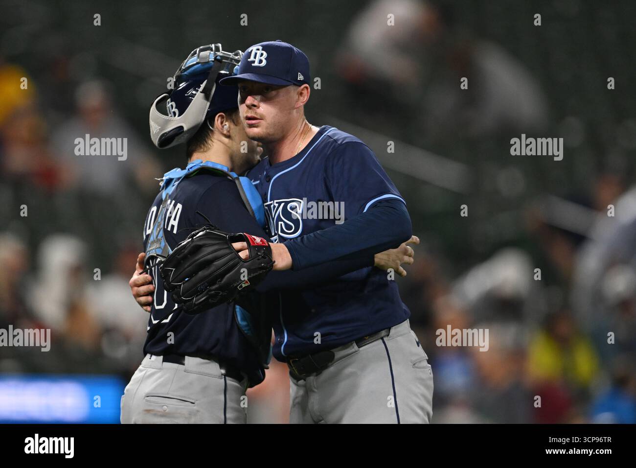 Tampa Bay Rays pitcher Pete Fairbanks, right, and catcher Hunter ...