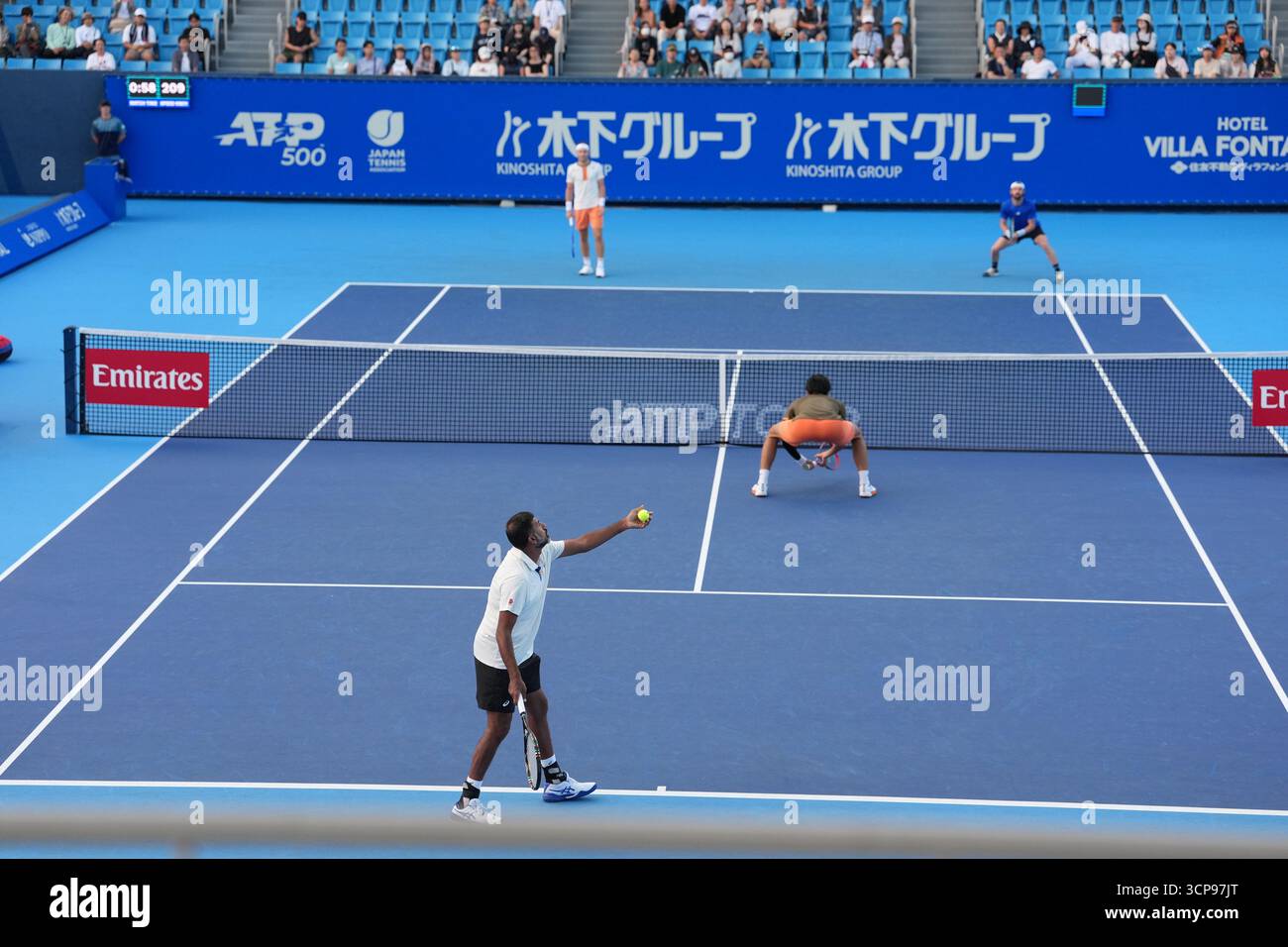 Tokyo, Japan. 24th September, 2025. India's Rohan Bopanna and Japan's ...