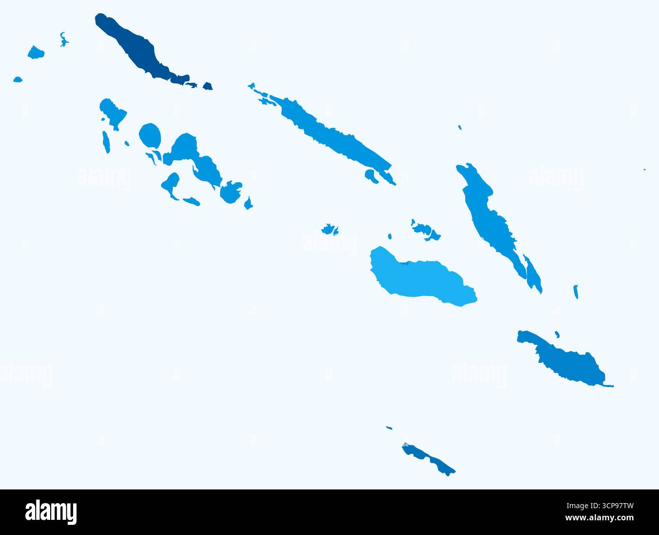 Map of Solomon Islands with regions. Just a simple country border map ...