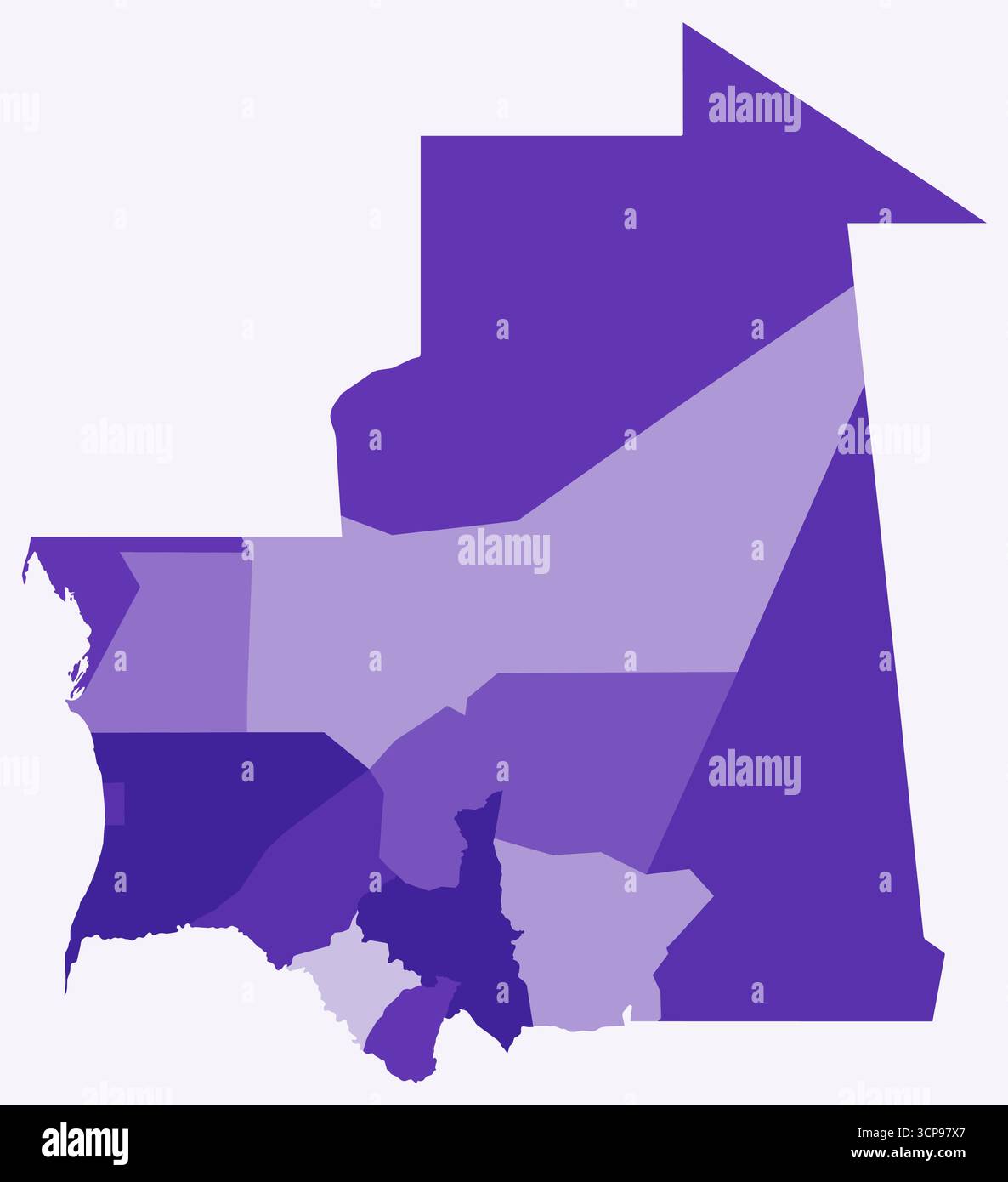 Map of Mauritania with regions. Just a simple country border map with ...