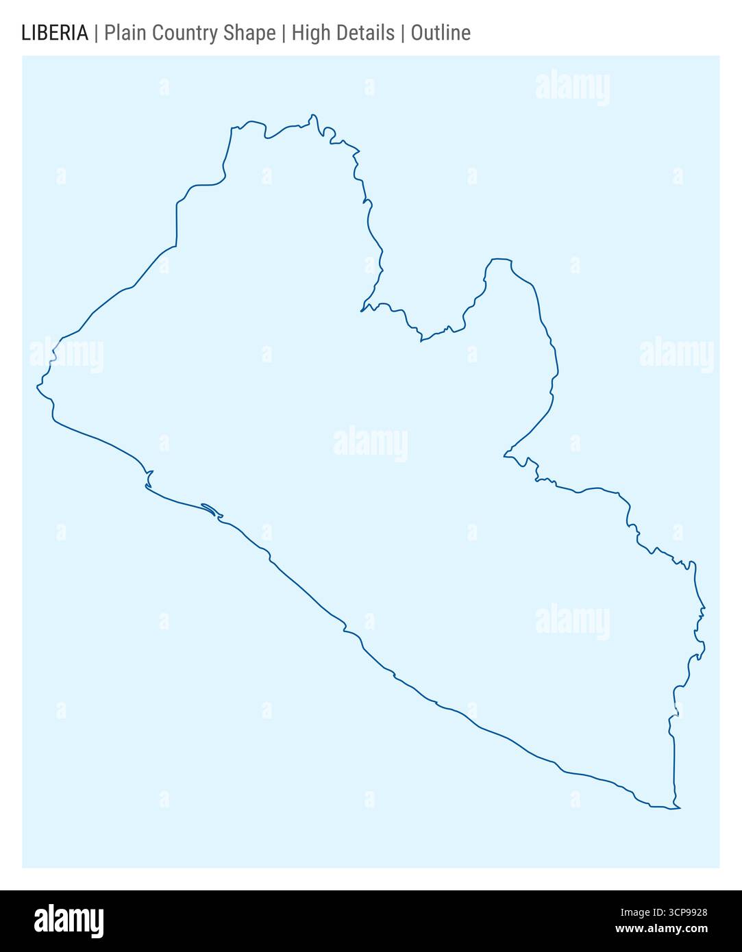 Liberia plain country map. High details. Outline style. Shape of ...