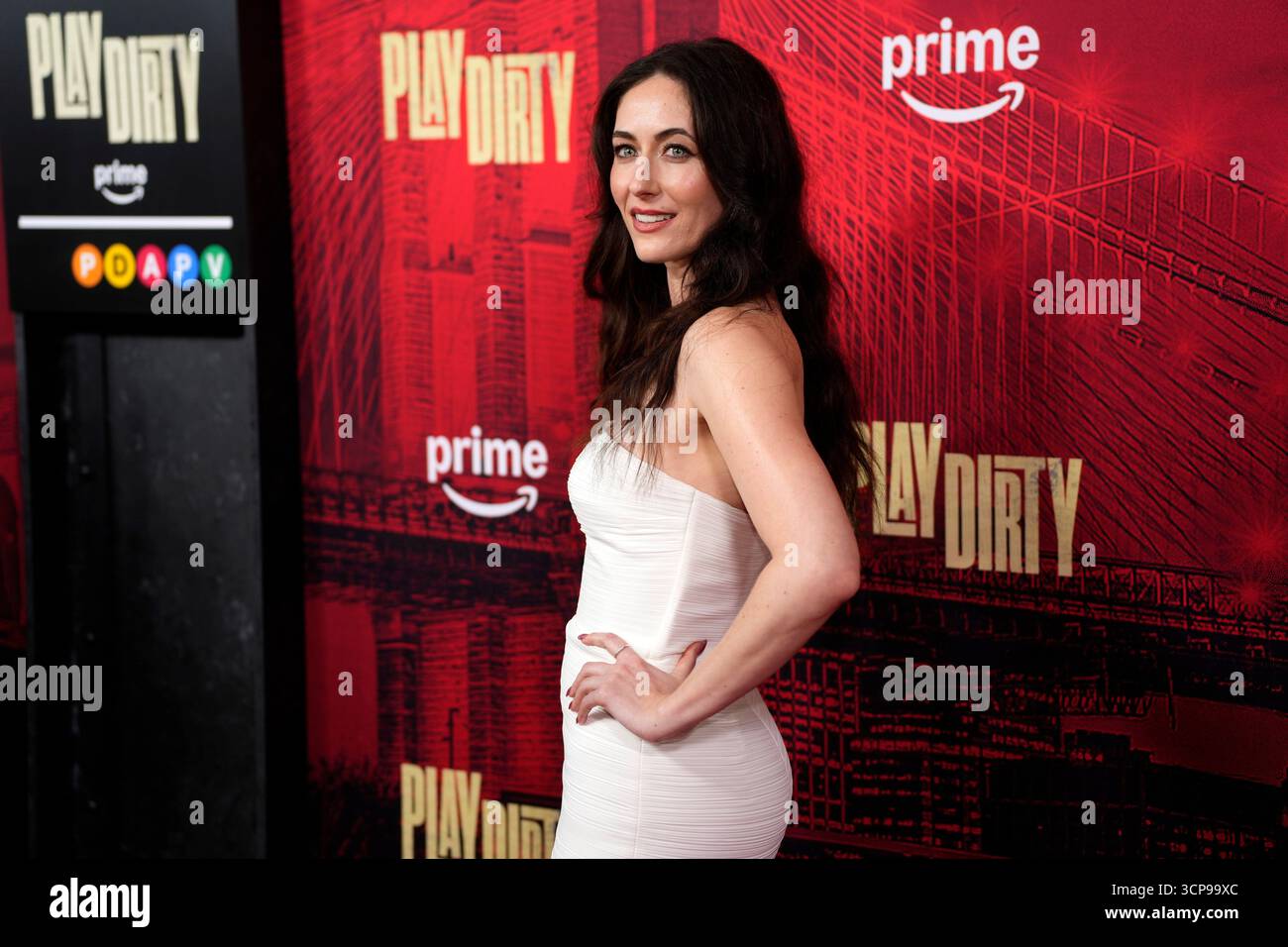 Claire Lovering attends the world premiere of Prime Video's "Play Dirty" at the SVA Theatre on ...